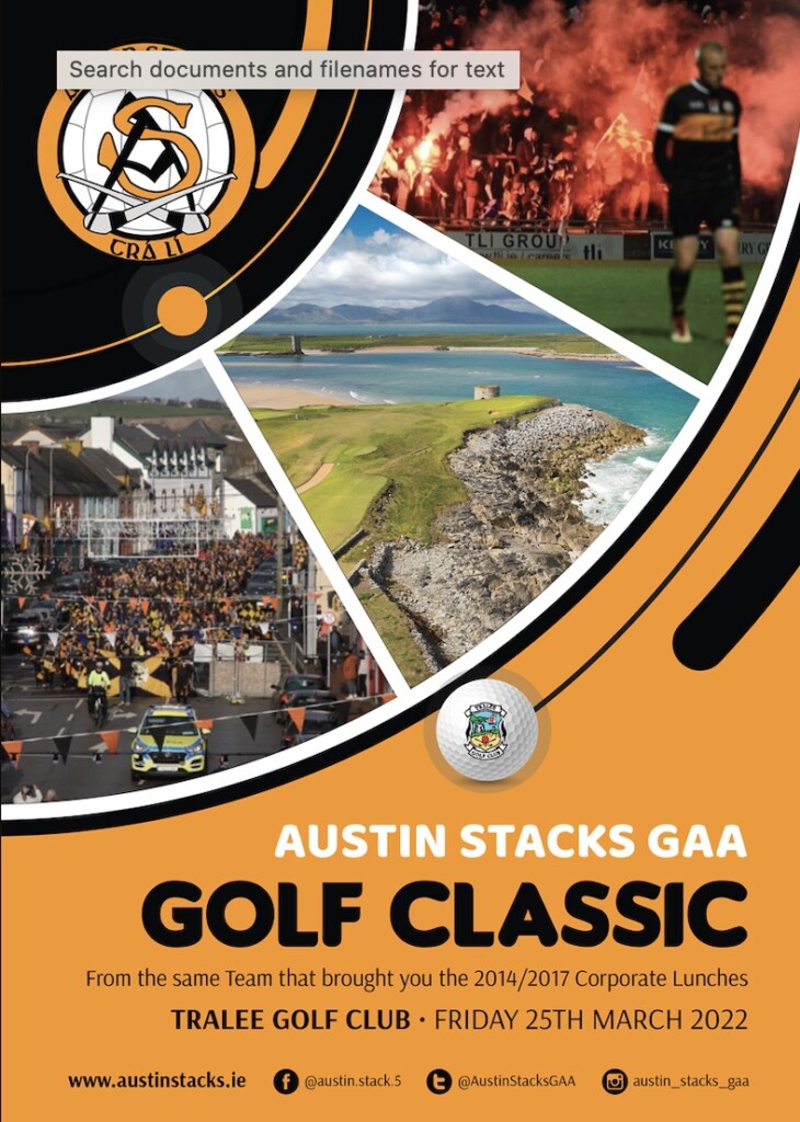 Austin Stacks Golf Fundraiser Tralee Golf Club March 25th