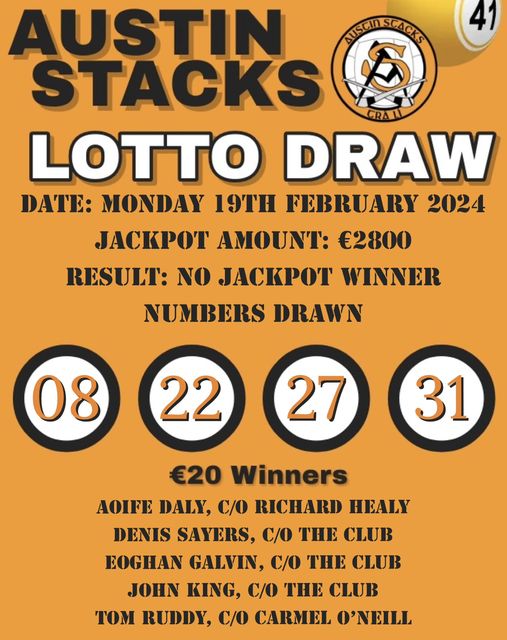 Club Lotto Results 19th February 2024
