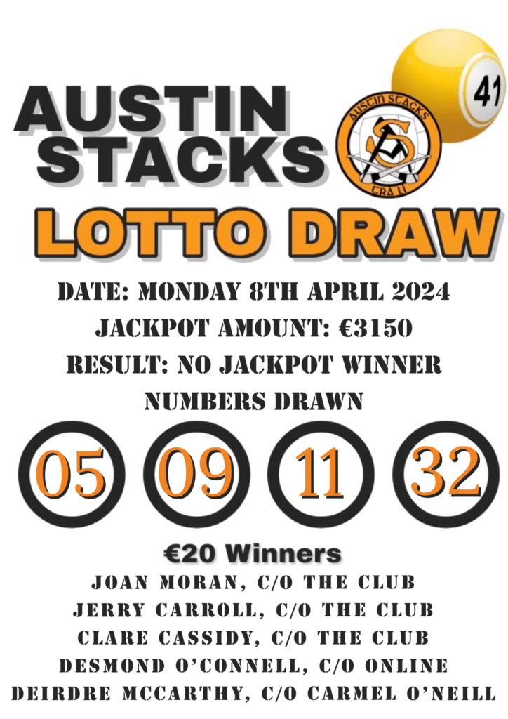 Club Lotto Results, Monday 8th April 2024